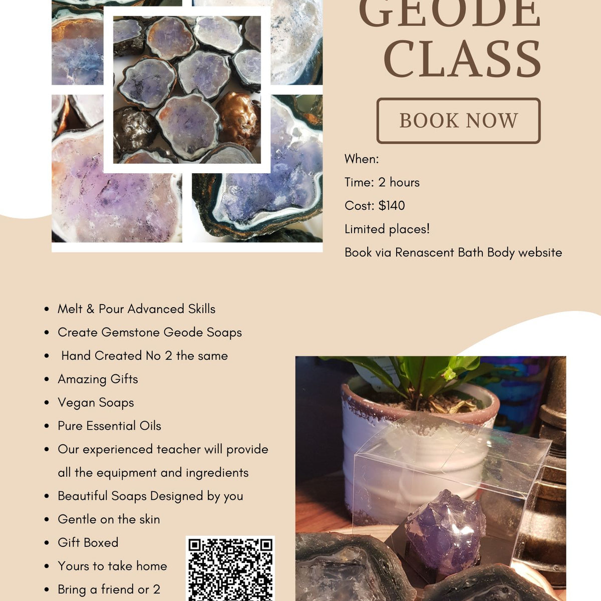 Geode Gemstone Soap Workshop – Renascent Bath and Body