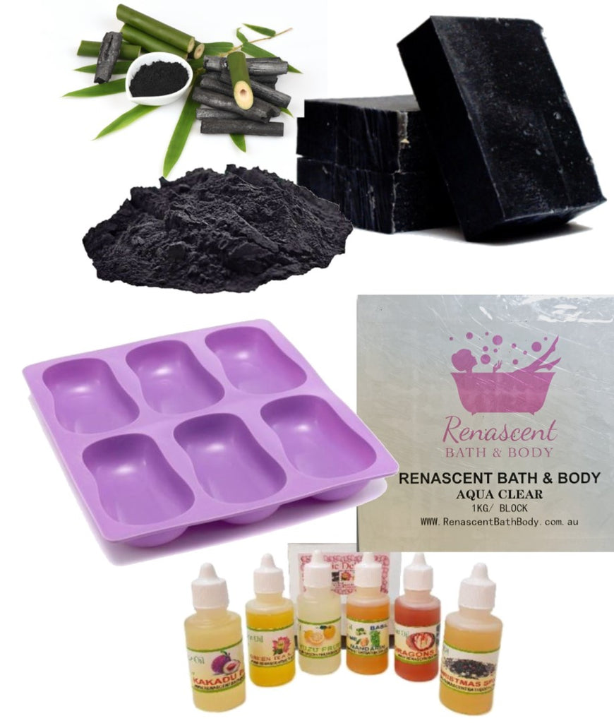 Charcoal Melt & Pour Soap Kit - MP Soap Base, Mould, Fragrance, Charco ...