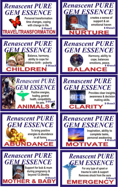 Blended Gem Essences - 10 Varieties, Stock Strength 10ml – Renascent ...